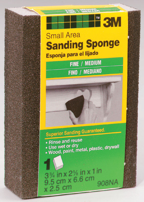 3M Sanding Sponge 2-5/8 in. W x 3-3/4 in. L Fine/Medium #VSHE12016, 908