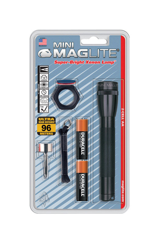 Maglite Mini 14 lumens Flashlight Combo Kit Incandescent AA Black # ...