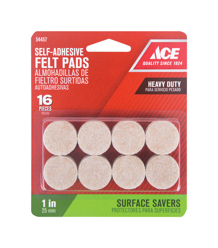 Ace Felt Round Self Adhesive Pad Brown 1 in. W 16 pk #VSHE54457, 9952