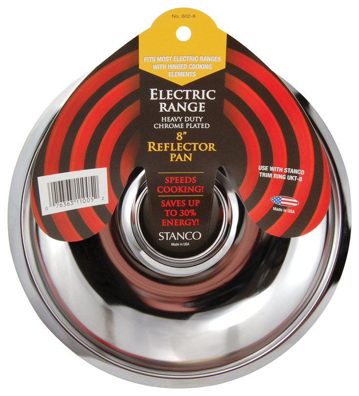 Stanco Chrome-Plated Steel Range Reflector Pan 8 in. #VSHE63005, 602-8